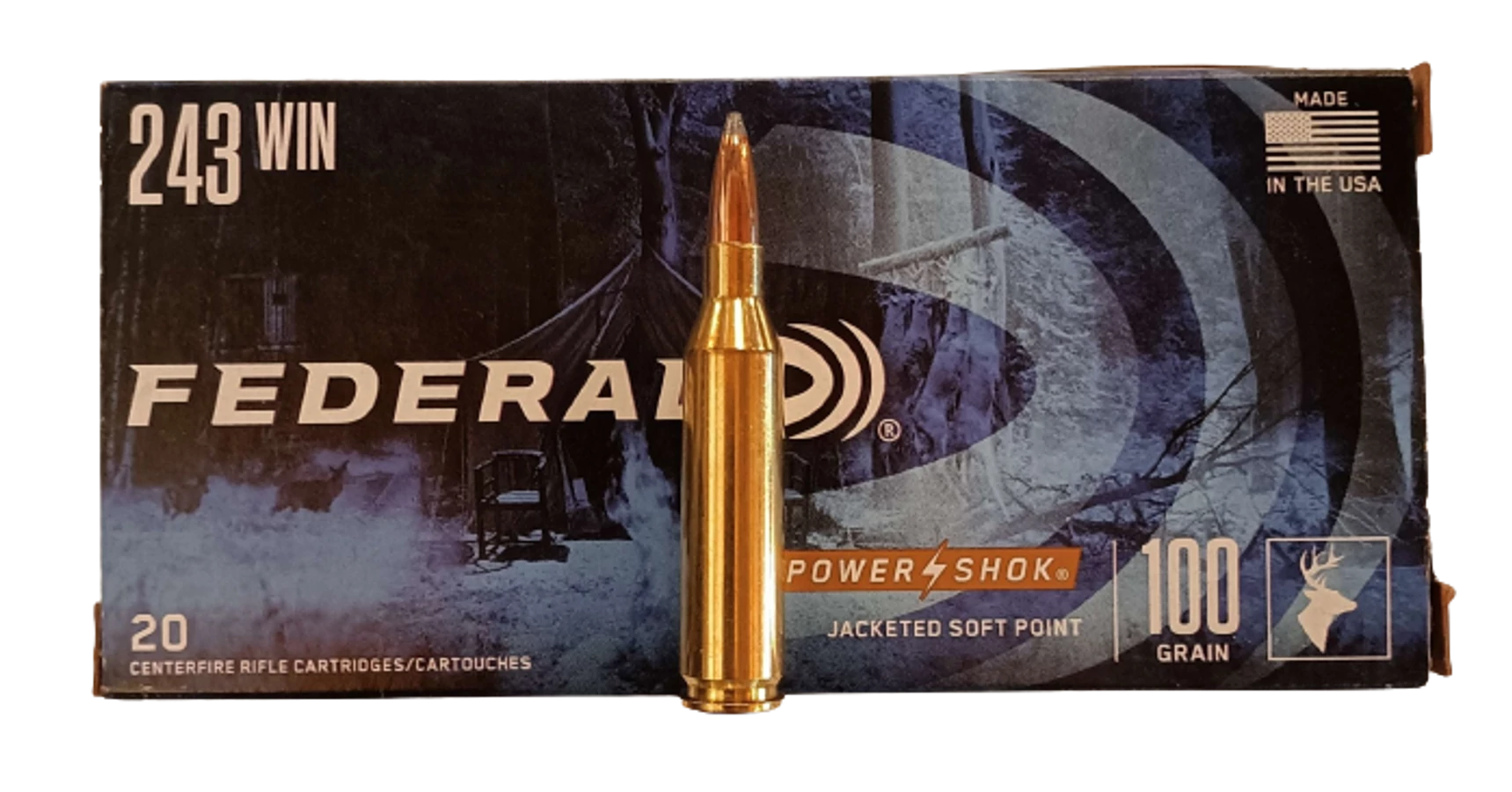 FEDERAL 243 Win. Jacketed Soft Point Power Shok 100gr